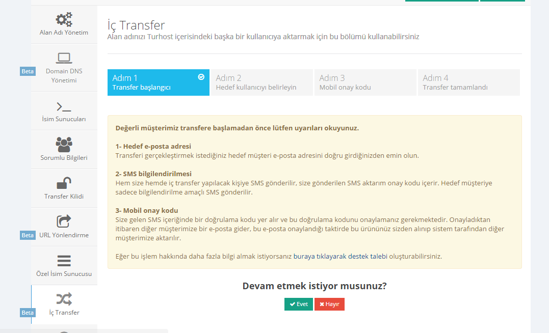Ürün ve Hizmetlerin Diğer Kayıtlı Müşterilere Transfer Edilmesi ...