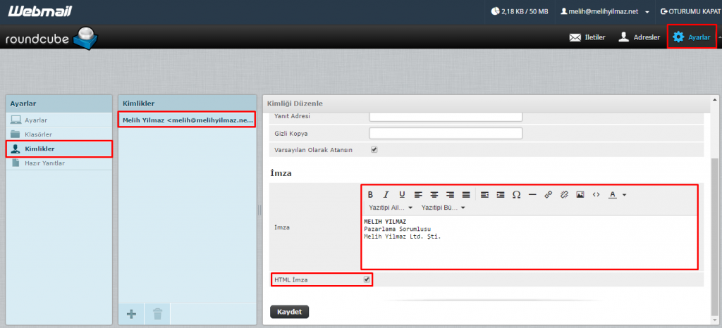 Mail İmza Ekleme - Outlook Mail İmza Oluşturma | Turhost Destek